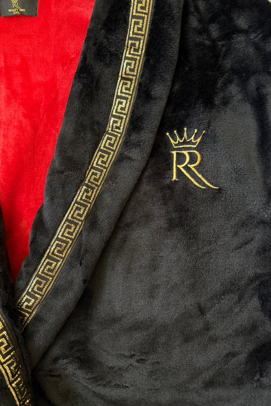 Black with Red Interior double layer plush Royalty Robe with gold trim ...