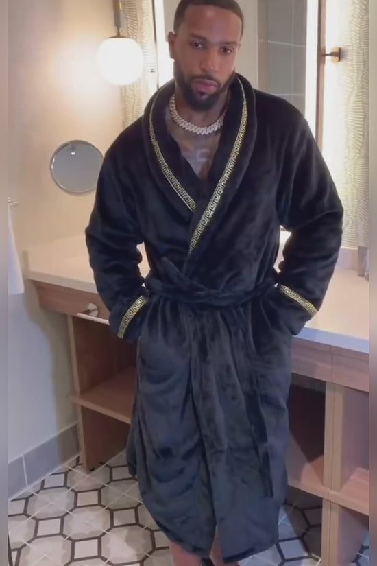 Black with Red Interior double layer plush Royalty Robe with gold trim ...