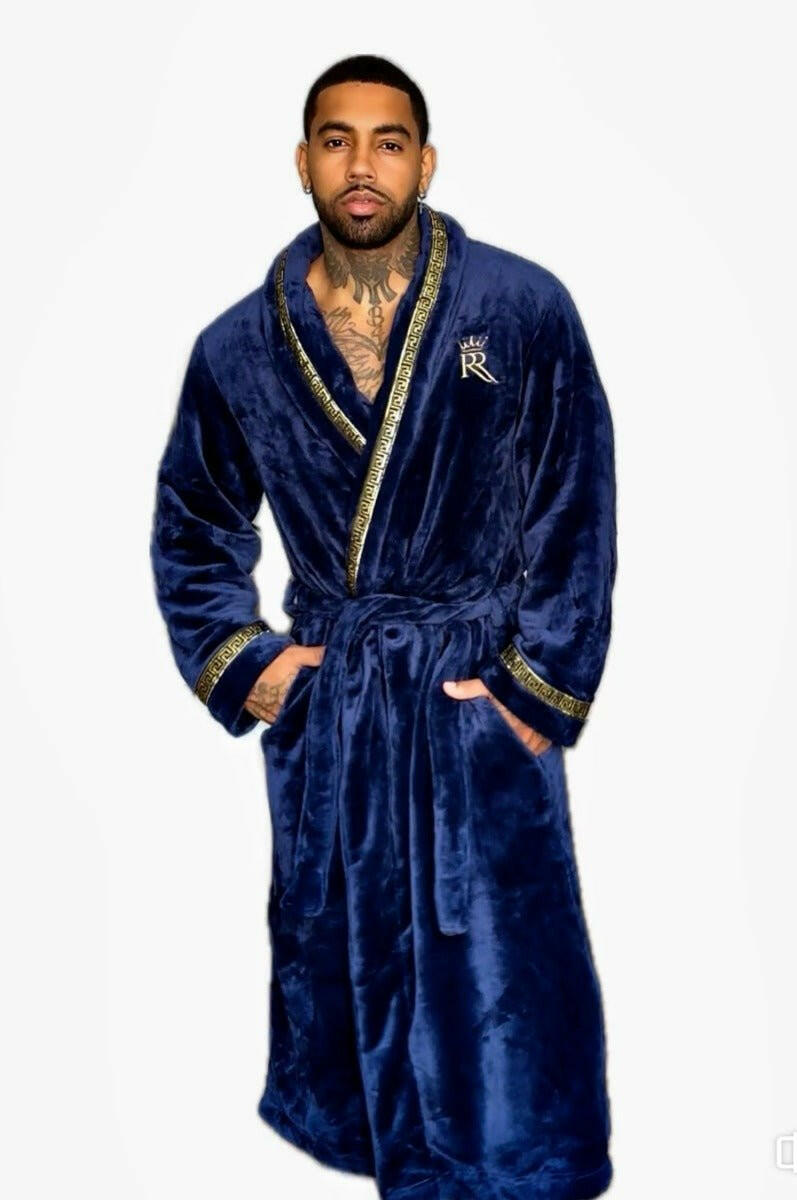 Soft Blue Royalty Robe with Gold Greek Key Trim – Royalty Robes